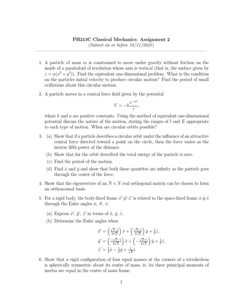 Assignment 2 | PDF | Force | Geometry