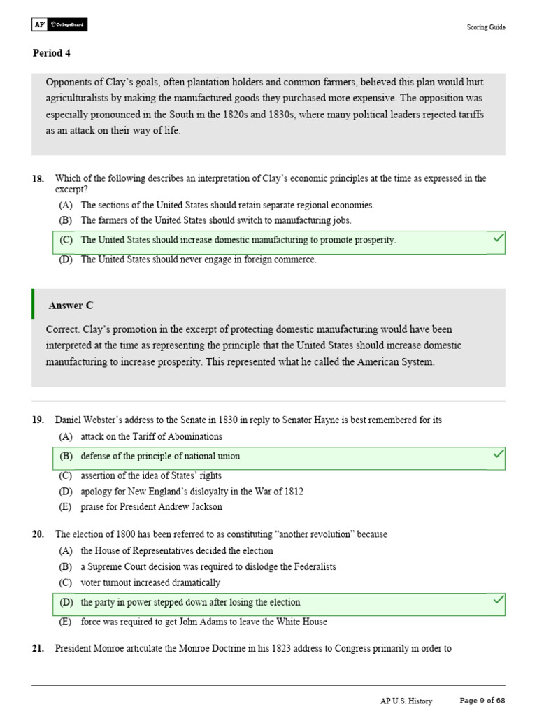 Answers For The Practice Questions For Period 4 (Part II) | PDF ...