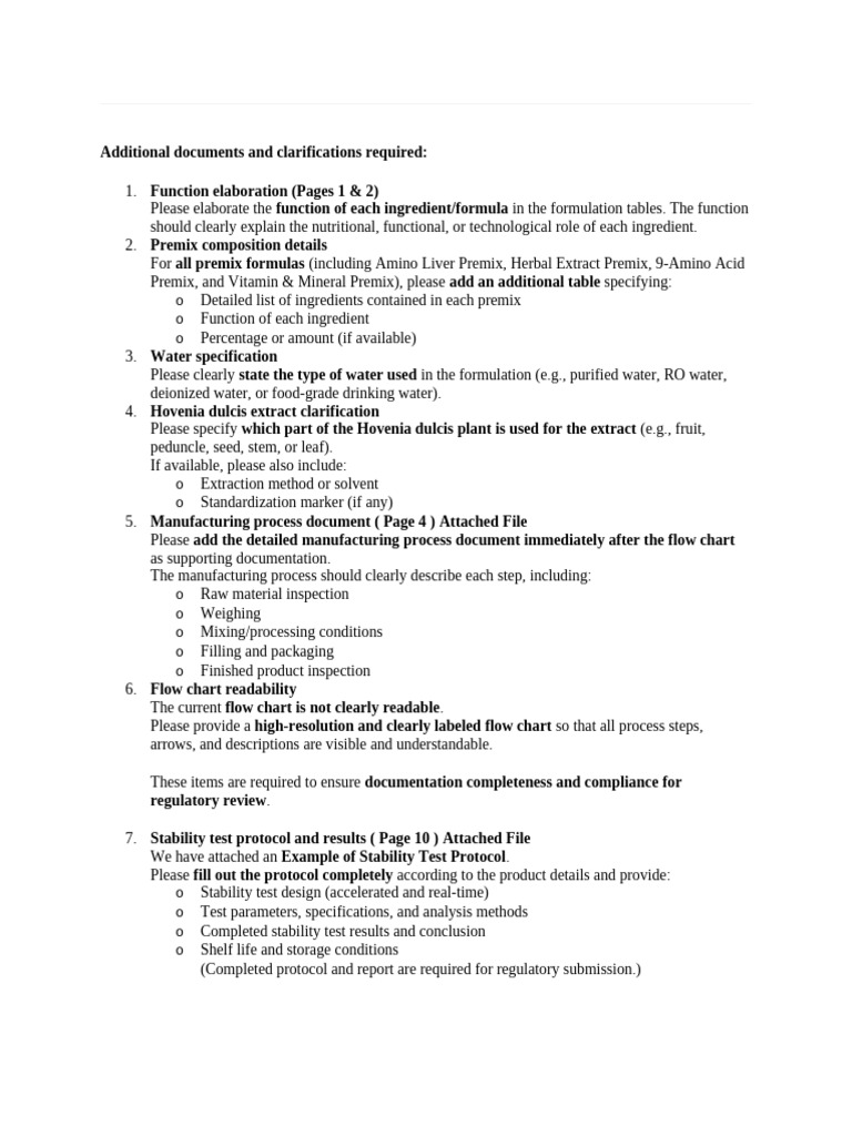 Additional Documents and Clarifications Required | PDF | Purified Water ...