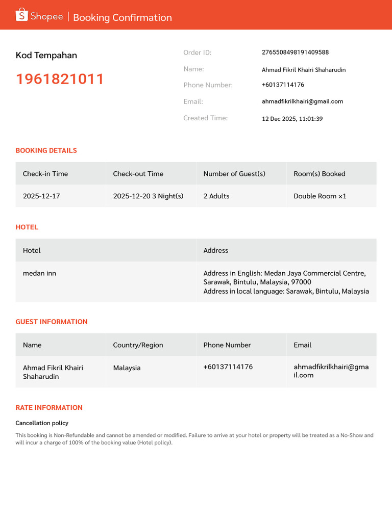 Booking Confirmation (5) | PDF