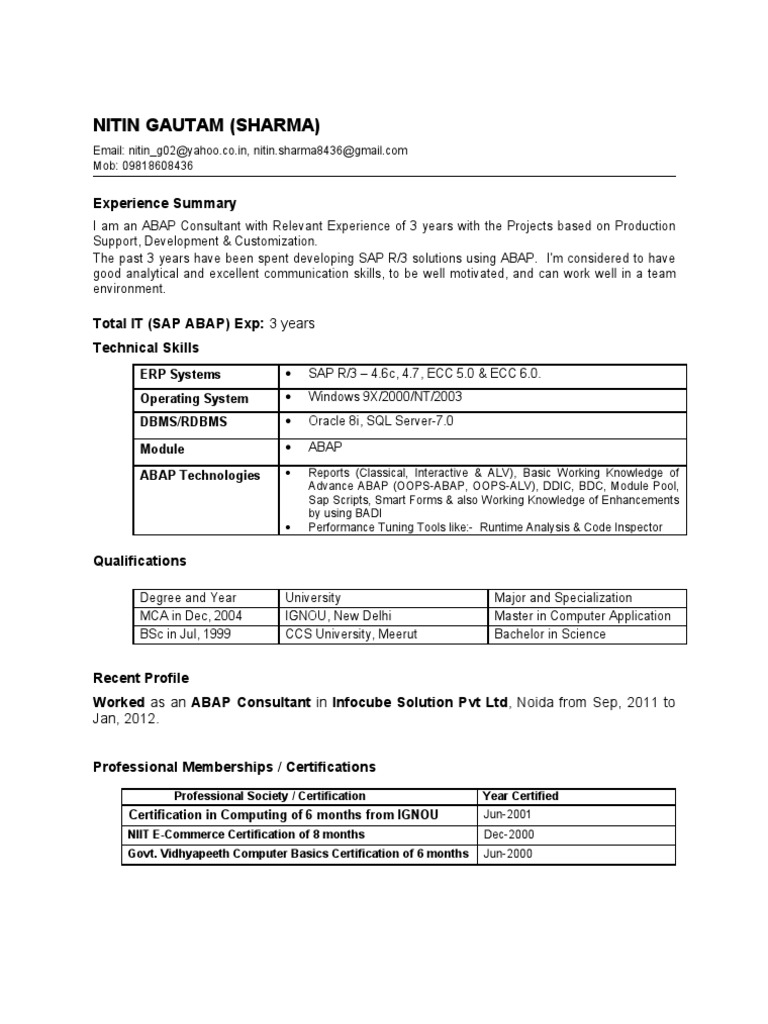 Nitin Updated Cv1 | PDF | Sap Se | Information Technology Management