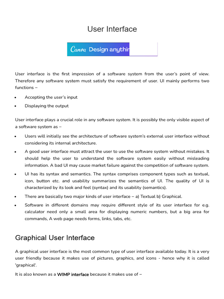 Unit-1 User Interface introduction | PDF | Graphical User Interfaces | User Interface