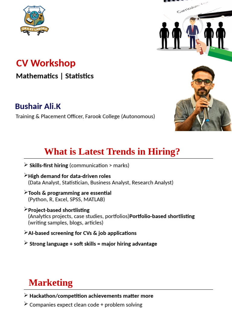 CV Workshop: Hiring Trends & Tips | PDF | Statistics | Résumé