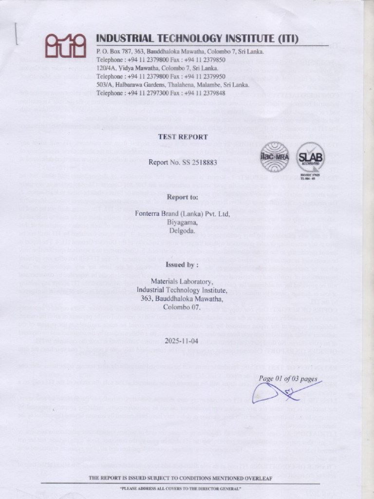 Iti GSM Test Report 300gsm | PDF