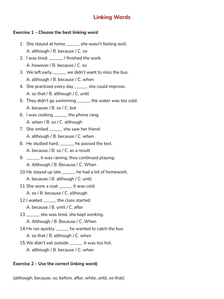 Linking Words - 7B (Oct 31) | PDF