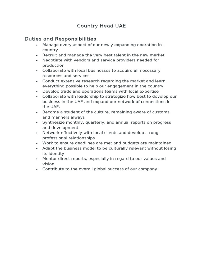 Country Head UAE | PDF