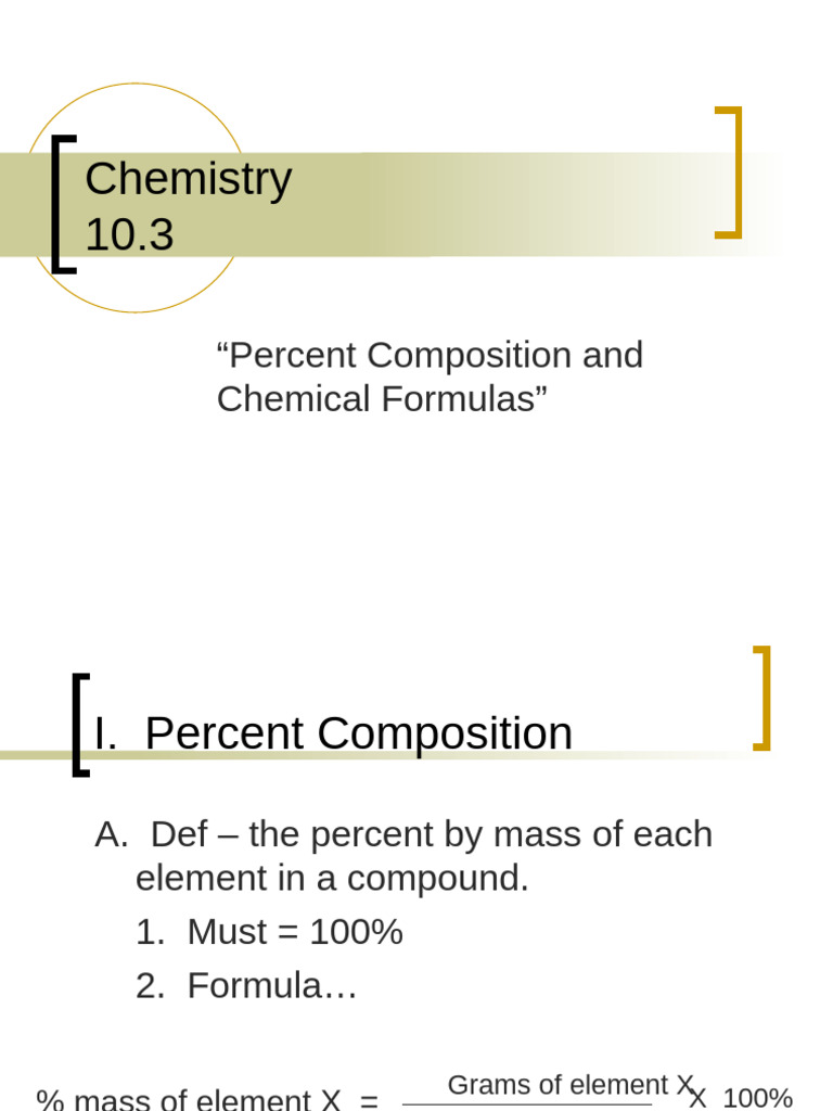 Chemistry 10.3 Notes (Percent Composition) | PDF | Mole (Unit ...