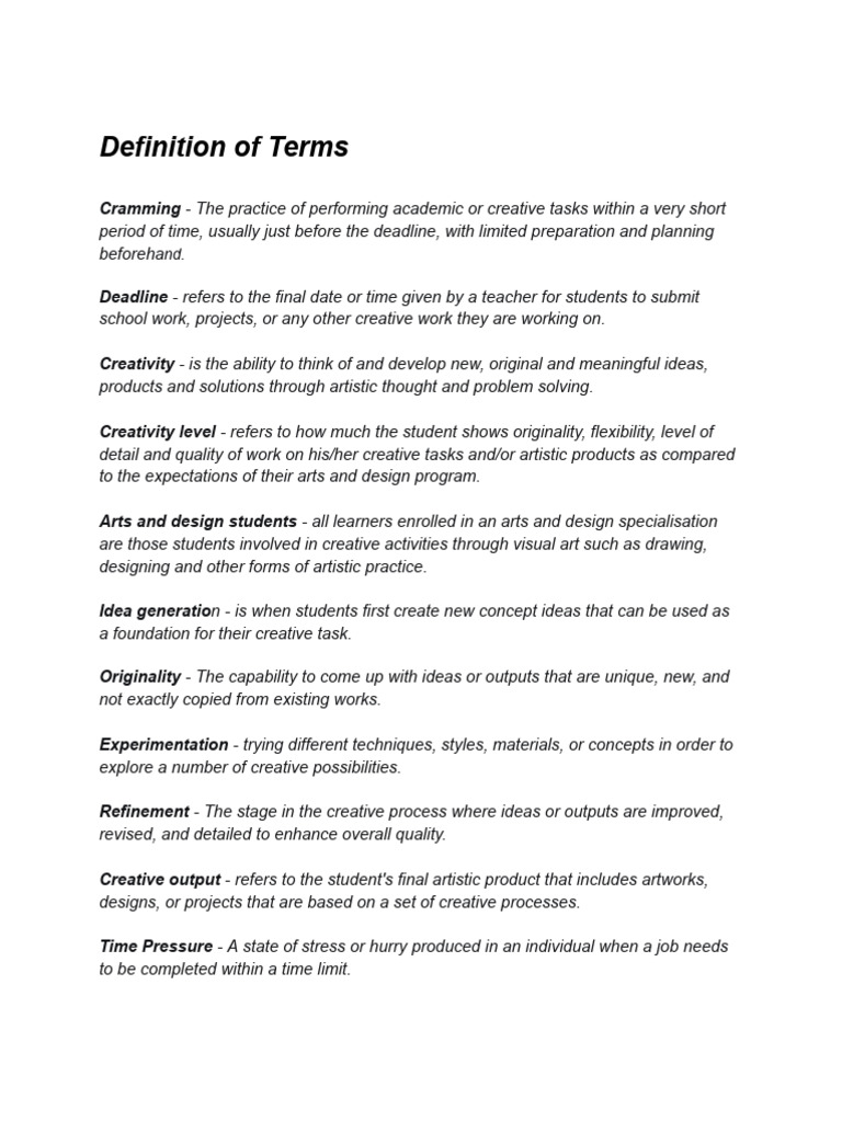 Definition of Terms | PDF