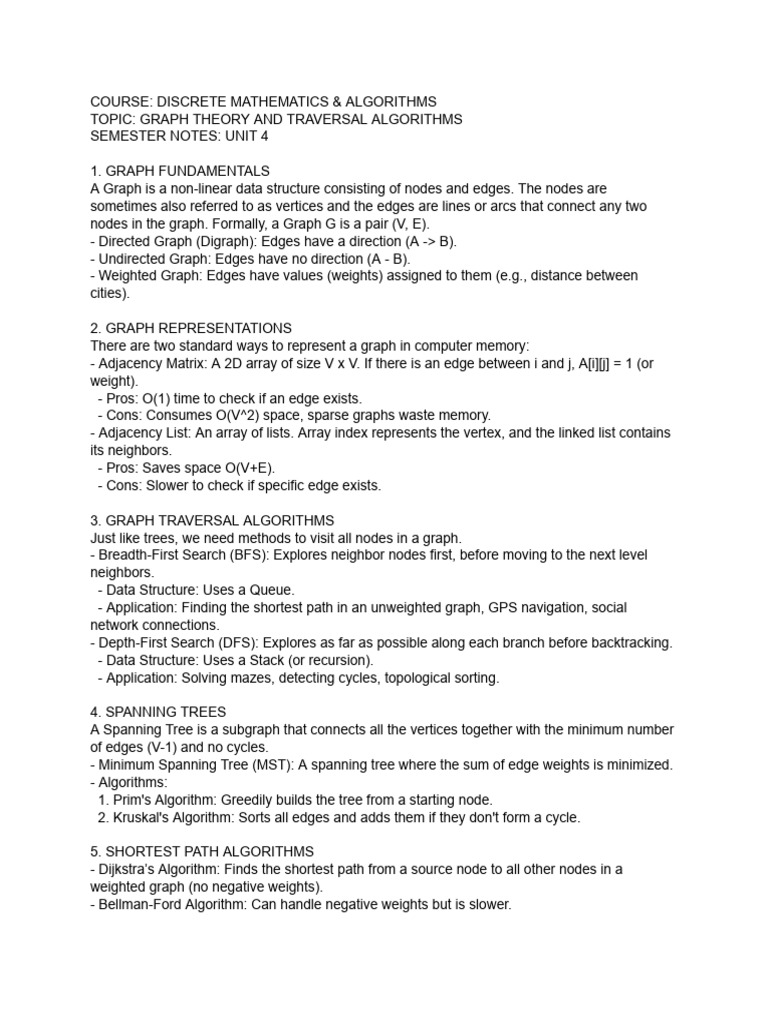 Graph Theory and Traversal Algorithms | PDF