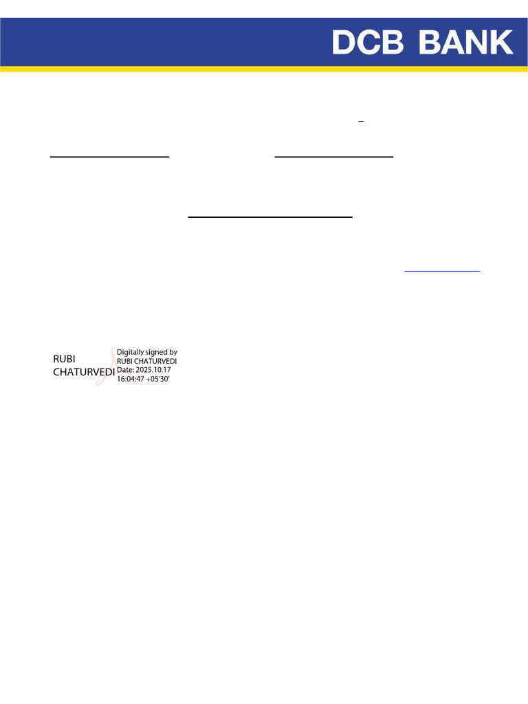 BSE Scrip Code No.: 532772 Nse Symbol: Dcbbank: Rubi Chaturvedi | PDF ...