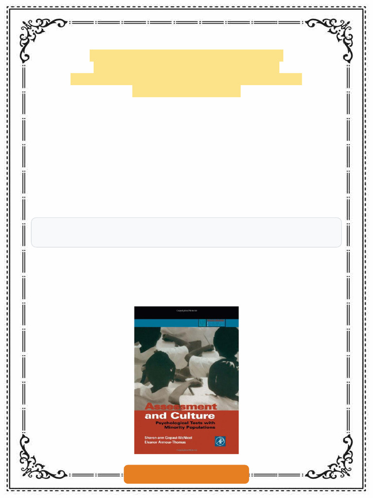 Assessment and Culture Psychological Tests with Minority Populations ...
