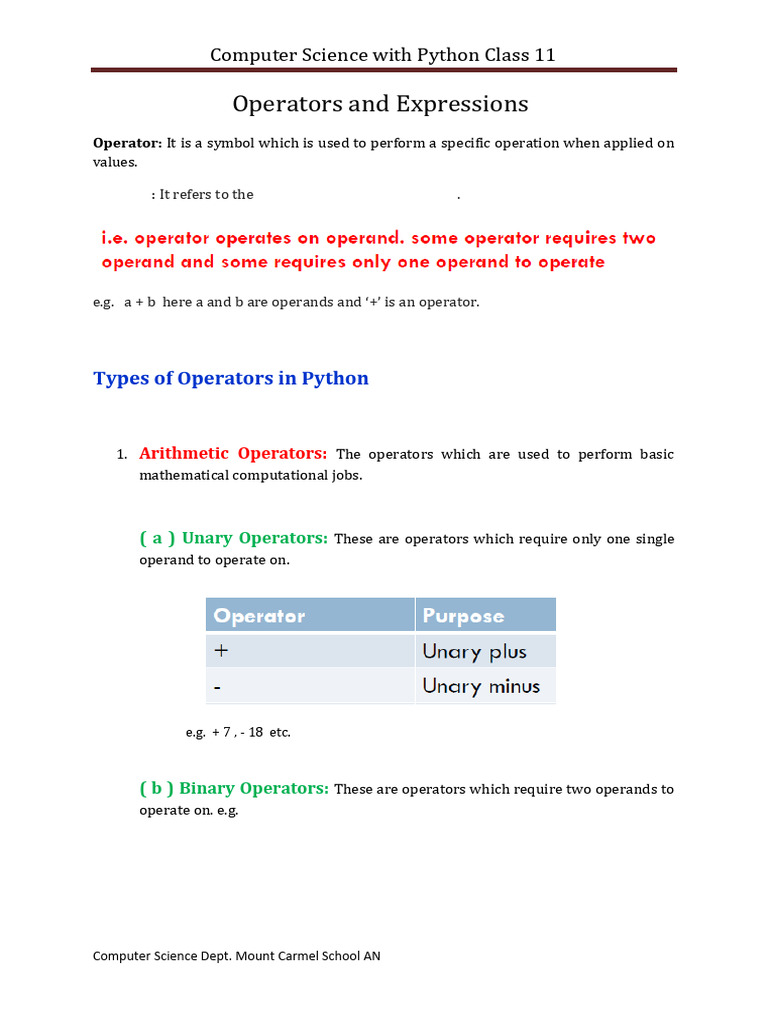 Operators and Expressions | PDF | Mathematics | Mathematical Logic