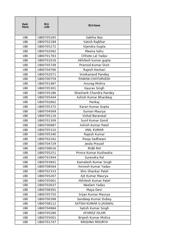 UBI Account Holder List and Stats | PDF