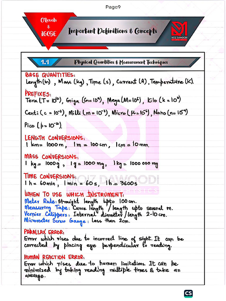 Important Definitions and Formulae | PDF