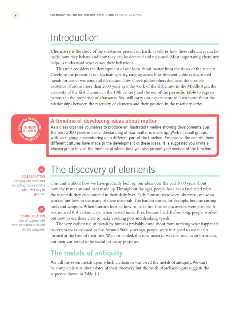 [PDF] Myp Unit 1 Pg 2-8 [Ch] | PDF | Alchemy | Chemical Elements