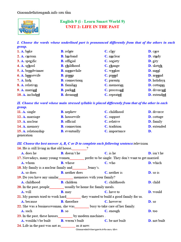 Life in the Past: English 9 Exercises | PDF