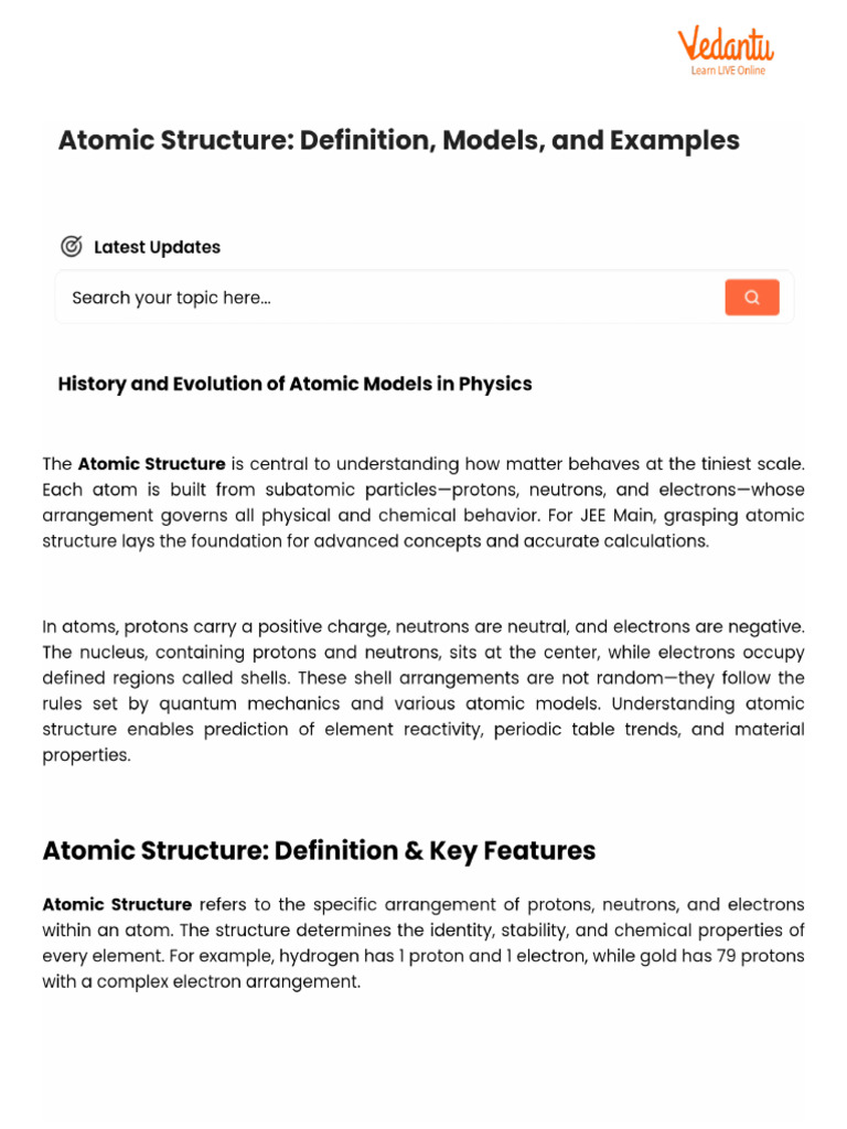 Atomic Structure - Definition, Models, and Examples | PDF
