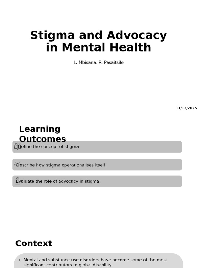 Stigma and Advocacy in Mental Health (1) | PDF | Social Stigma | Mental ...