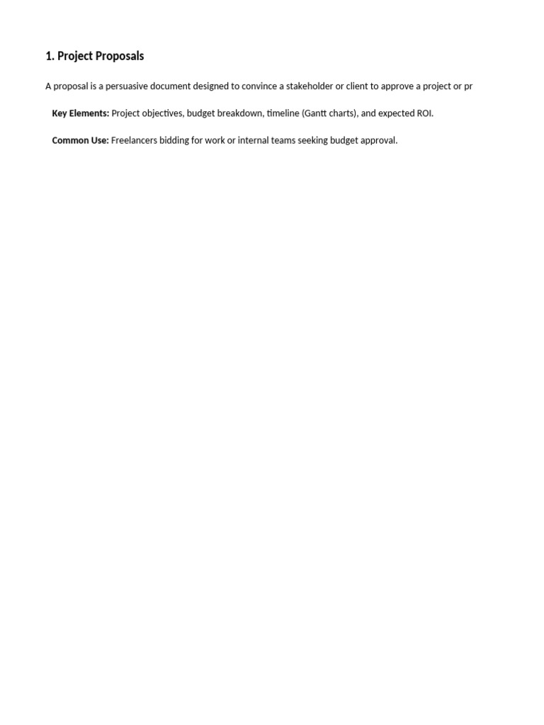Project Proposals: Key Elements: Common Use | PDF