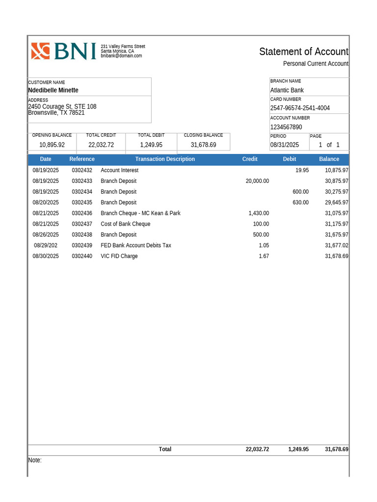 .Bank Statement Template 3 TemplateLab 1757097376000 | PDF | Debits And ...