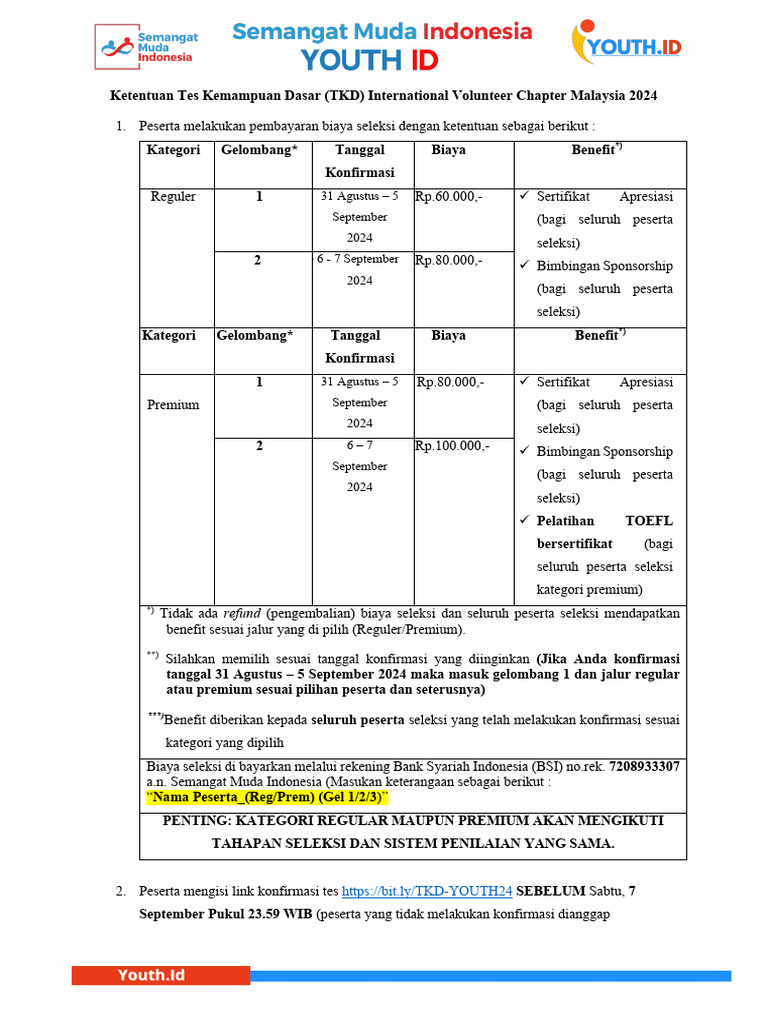Ketentuan Volunteer Batch 6 2024 | PDF