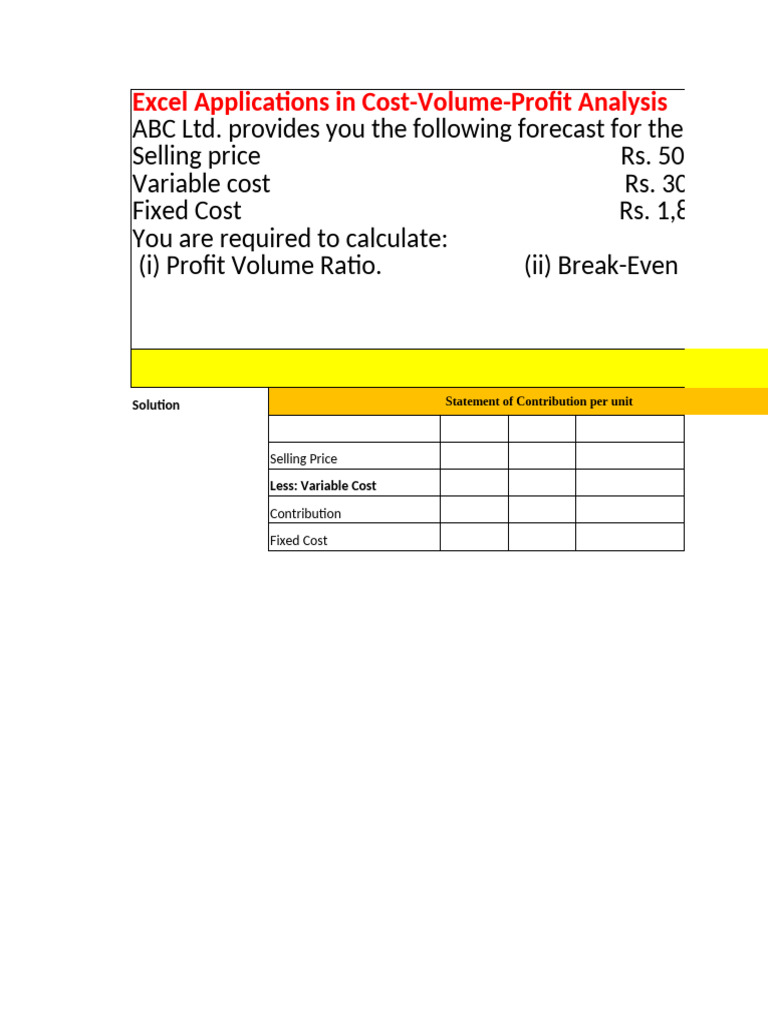 4. Excel Problems in Cost-Volume-Profit Analysis Final (1) | PDF ...