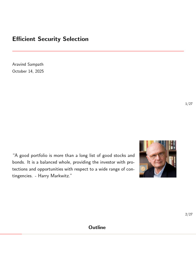 Efficient Portfolio Selection | PDF | Modern Portfolio Theory ...