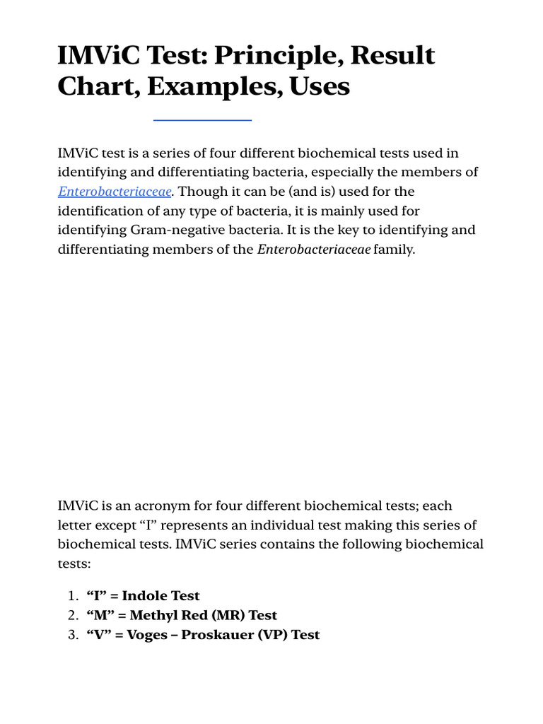 IMViC tests | PDF | Microbiology
