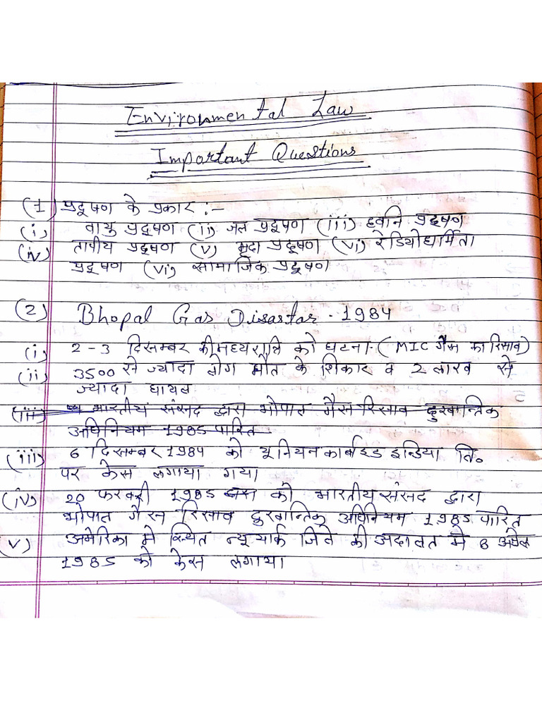 Environmental Law Short Notes | PDF