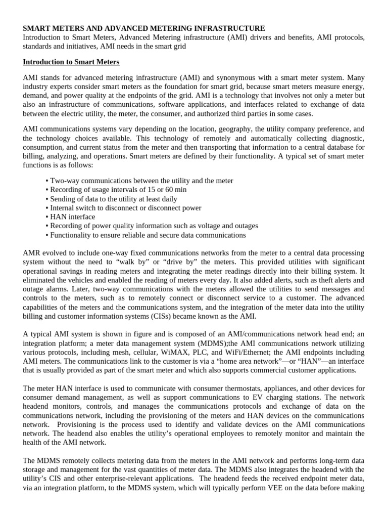 Smart Meters and Advanced Metering Infrastructure | PDF | Computer ...