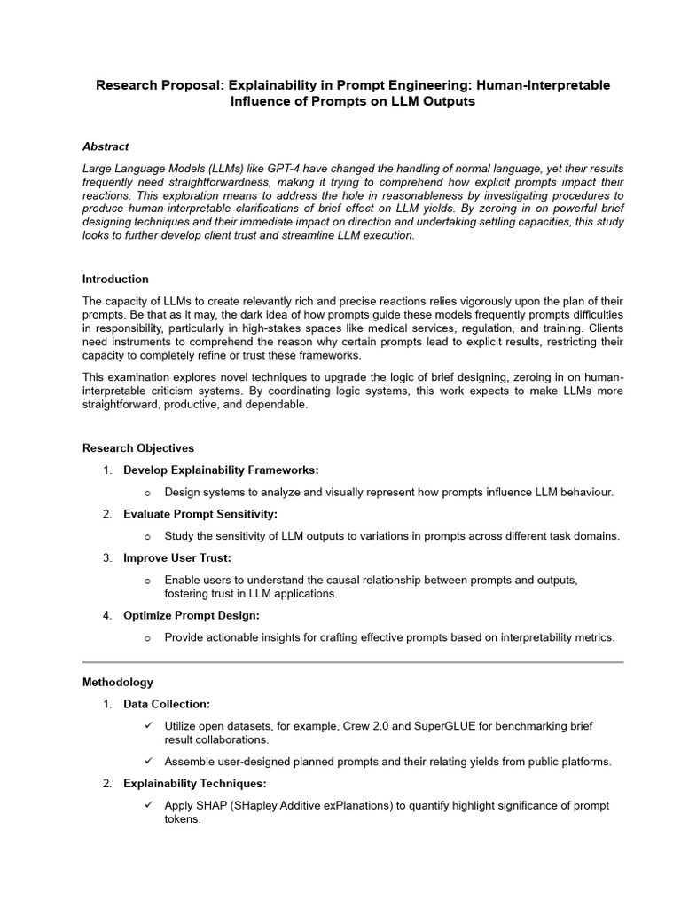 Research Proposal - Explainability in Prompt Engineering Human ...