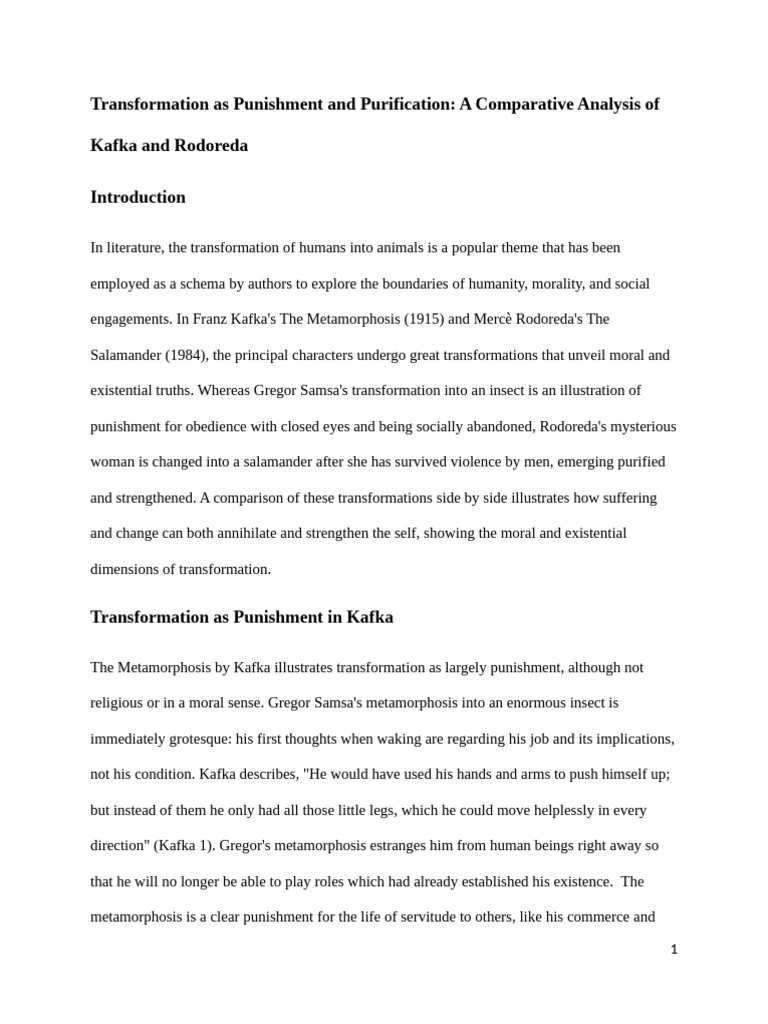 Second Formal Essay-Comparative Analysis | PDF | The Metamorphosis
