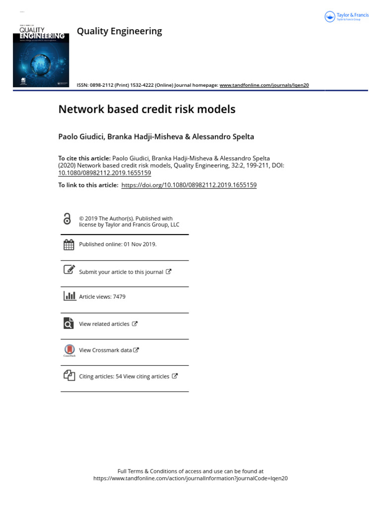 Network-Based Credit Risk Models | PDF | Receiver Operating Characteristic