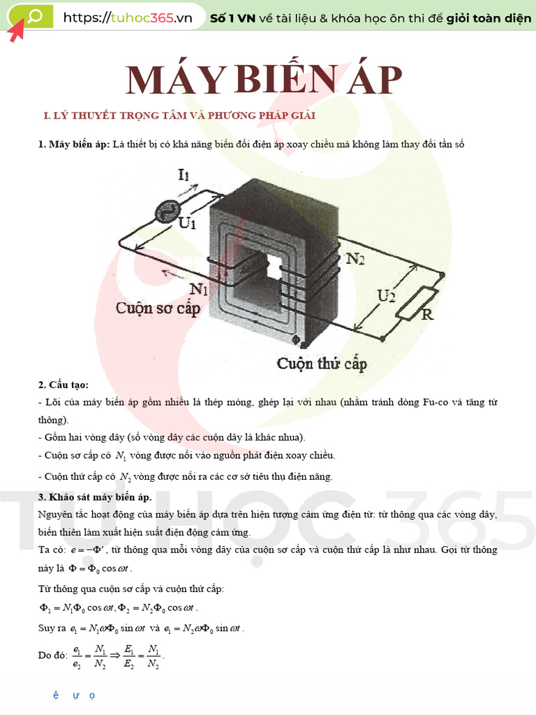 Lý thuyết trọng tâm Máy biến áp | PDF