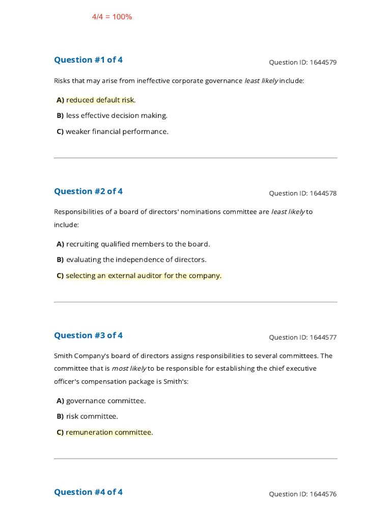 Reading 22 Corporate Governance Conflicts, Mechanisms, Risks, and ...
