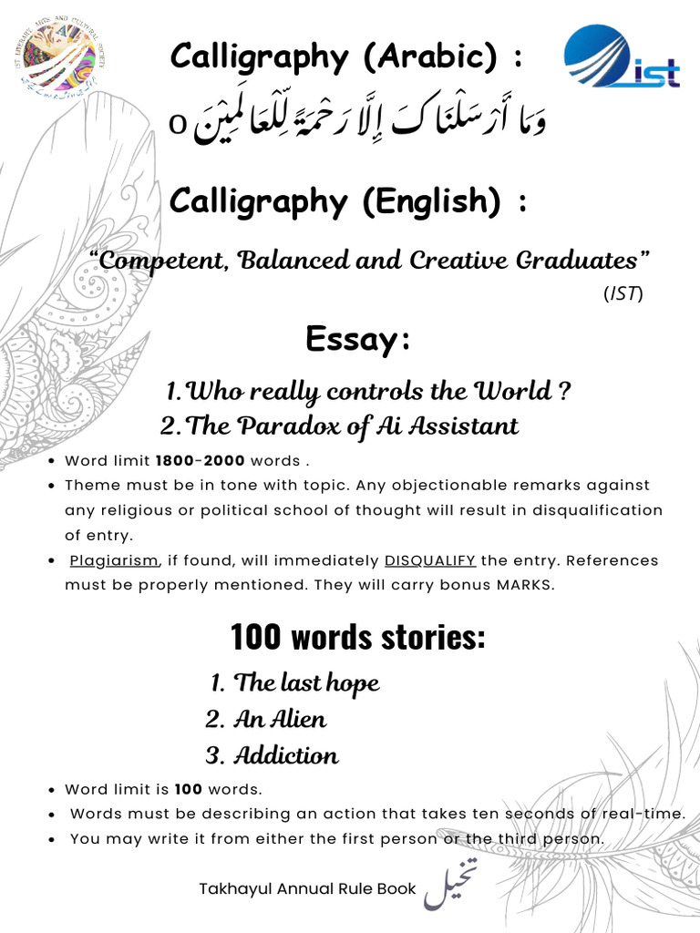 Revised-Rule Book - , Takhayyul 2025 Interdepartmental Literary ...