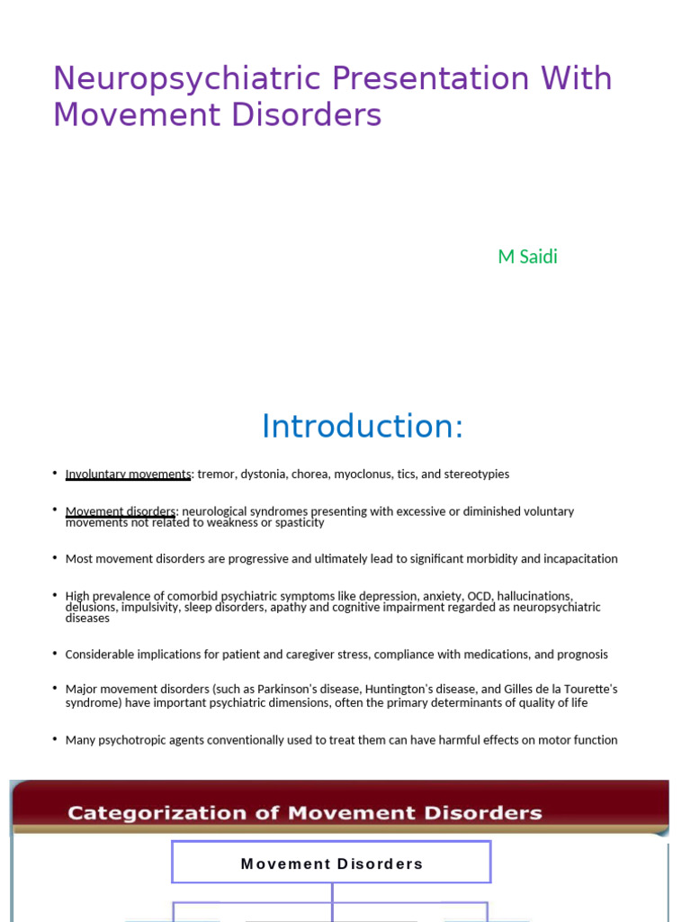 Movement Disorders M Saidi 21-01-20 | PDF | Obsessive–Compulsive ...