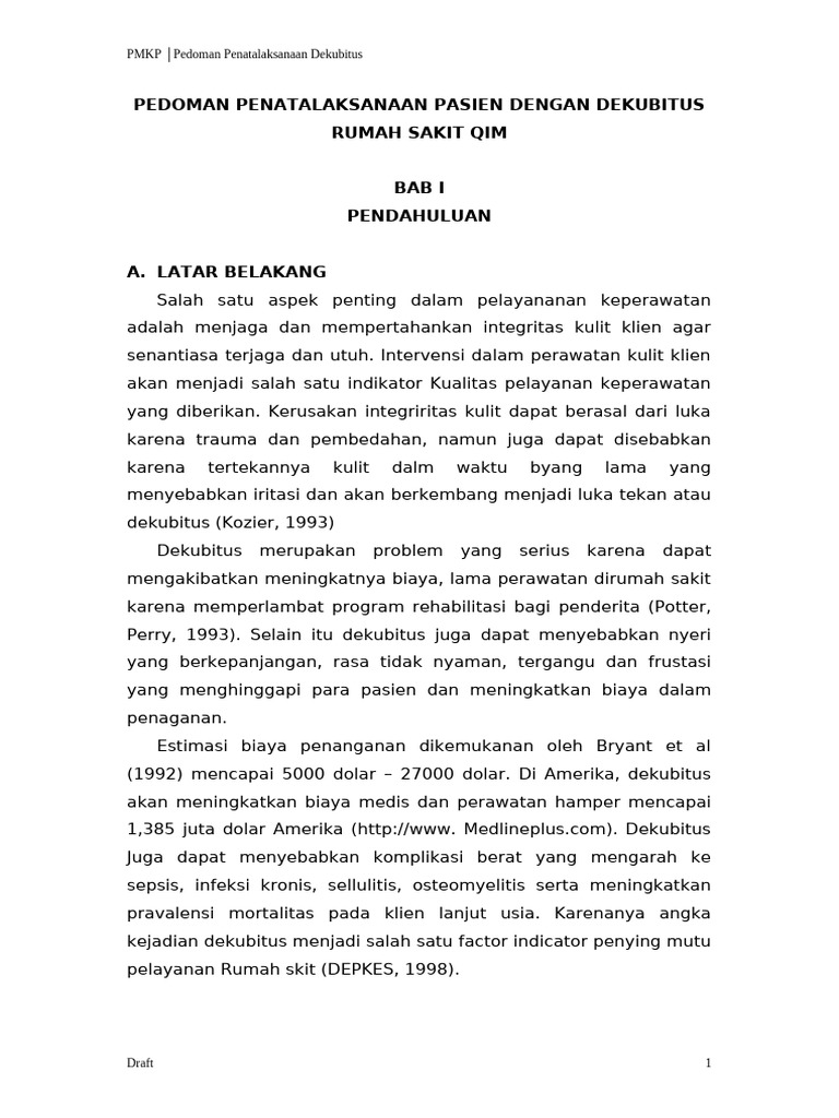Pedoman Penatalaksanaan Dekubitus RS QIM | PDF