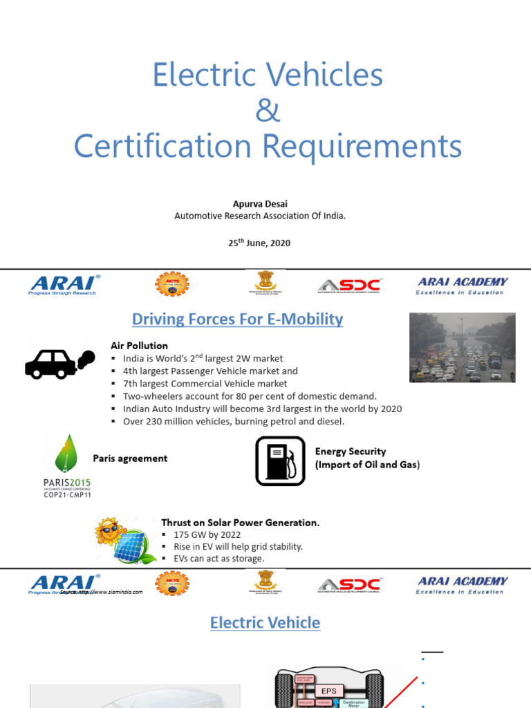 Electric Vehicle Certification in India | PDF | Electric Vehicle ...