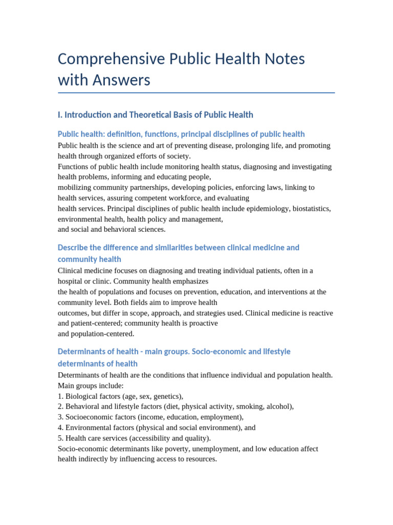 Public Health Notes Part1 | PDF