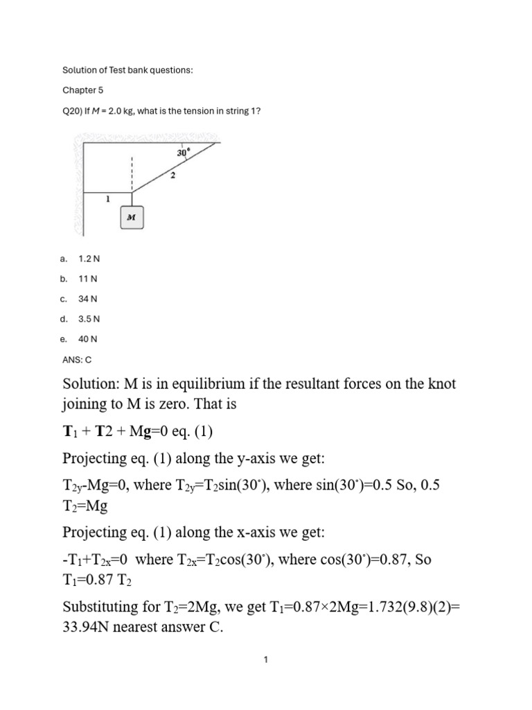 Tension Calculations in Physics Problems | PDF | Force | Friction