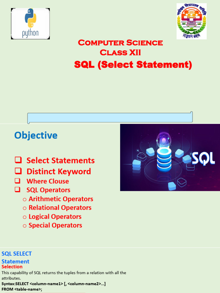 SQL 3-Select Statements | PDF | Relational Model | Sql