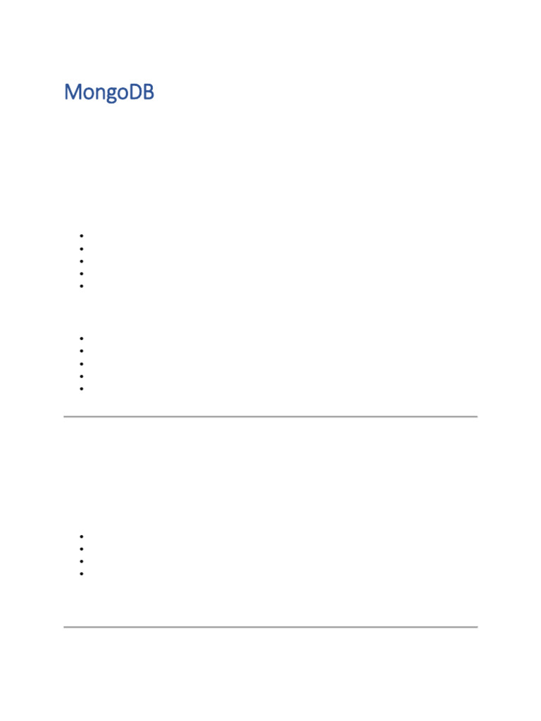 MongoDB Overview and Key Features | PDF | No Sql | Mongo Db