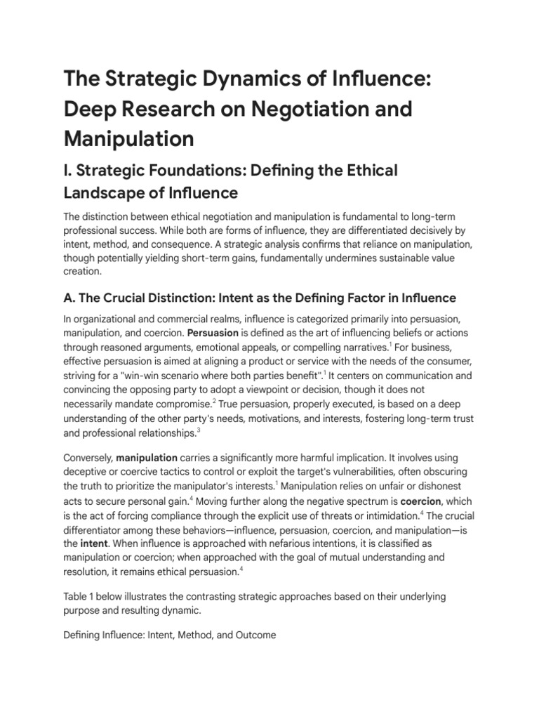 Ethics of Influence in Negotiation | PDF | Negotiation | Deception