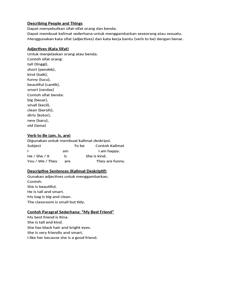 Describing People and Things | PDF