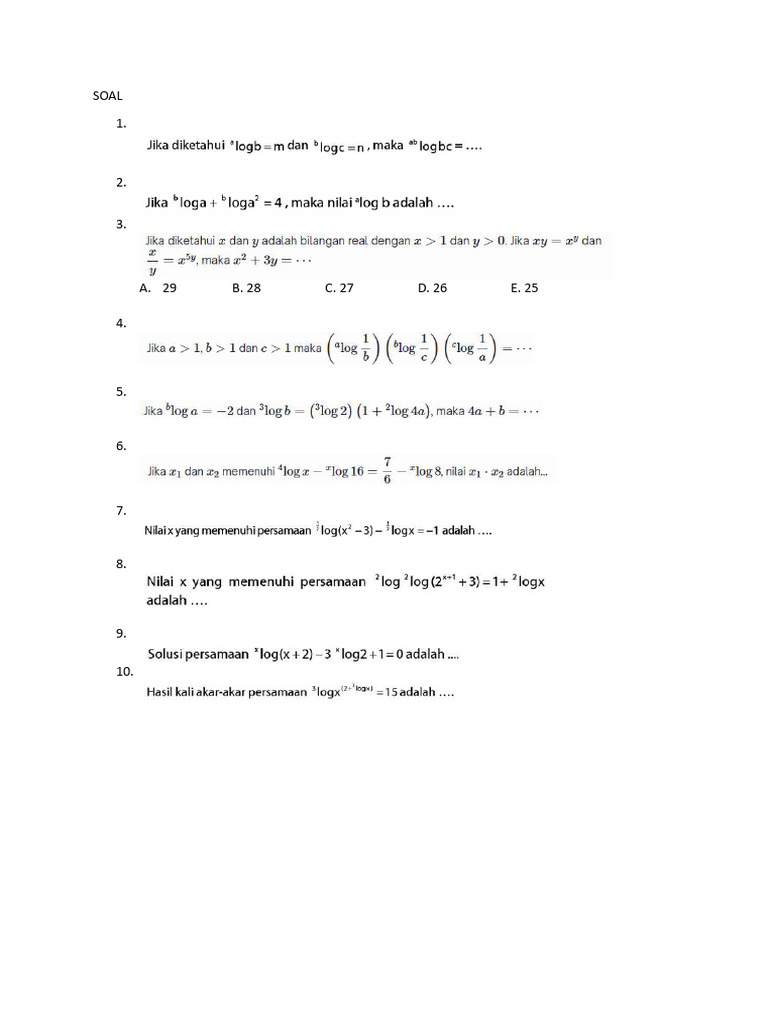 1.soal Logaritma (1) - Compressed | PDF