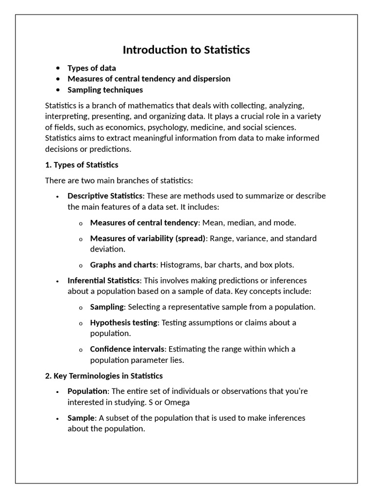 Introduction to Statistics[1] | PDF | Statistics | Statistical Theory