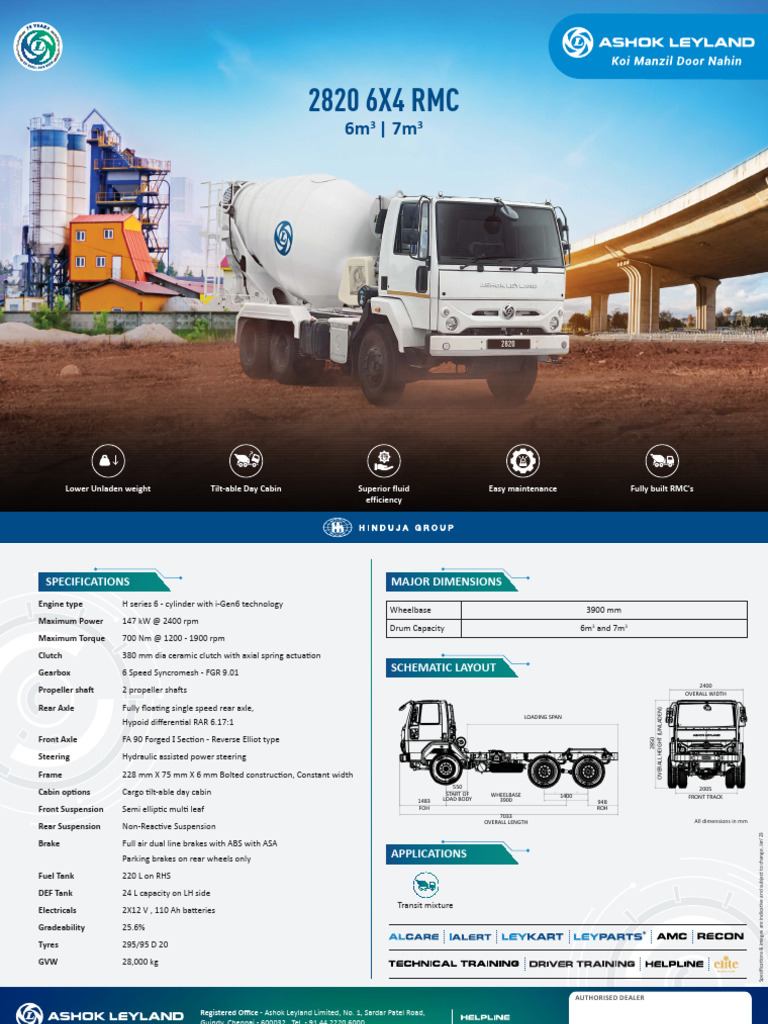 6m3 & 7m3 RMC Specifications Overview | PDF | Semi Trailer Truck ...