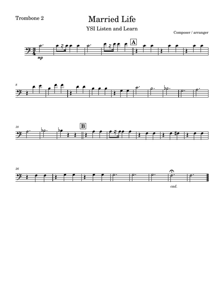 Married Life-Trombone 2 | PDF