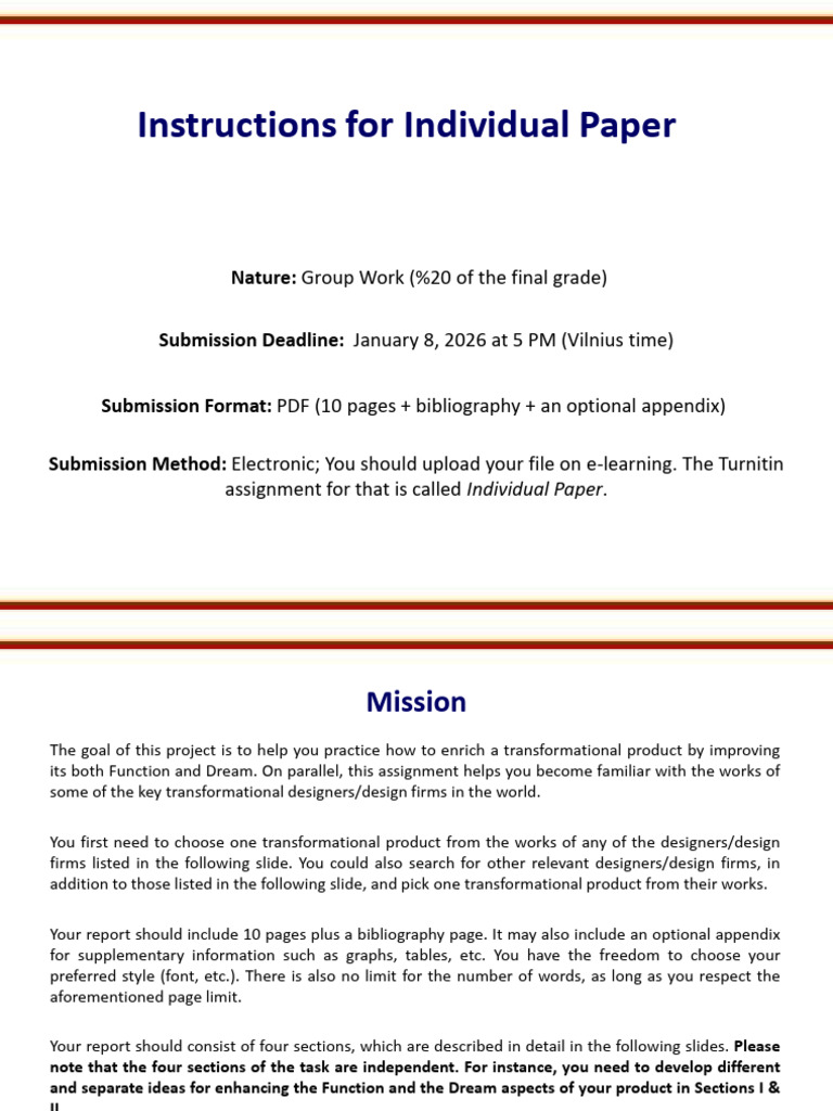 Instructions For Individual Paper | PDF | Evaluation | Storytelling